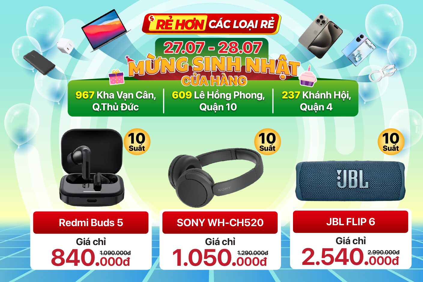 Mừng sinh nhật 967 Kha Vạn Cân, 609 Lê Hồng Phong, 237 Khánh Hội. Điện ...