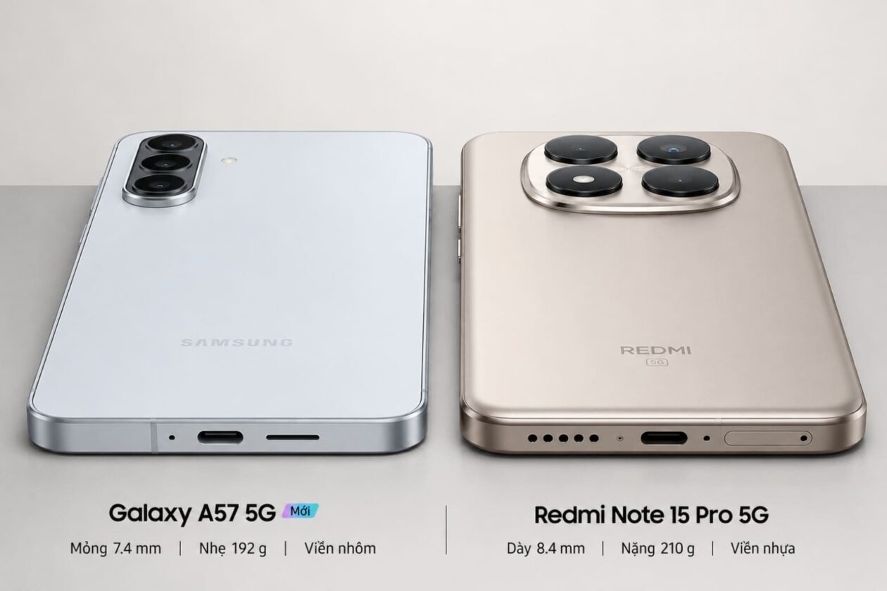 So sánh Samsung A57 và Xiaomi Redmi Note 15 Pro 5G chi tiết